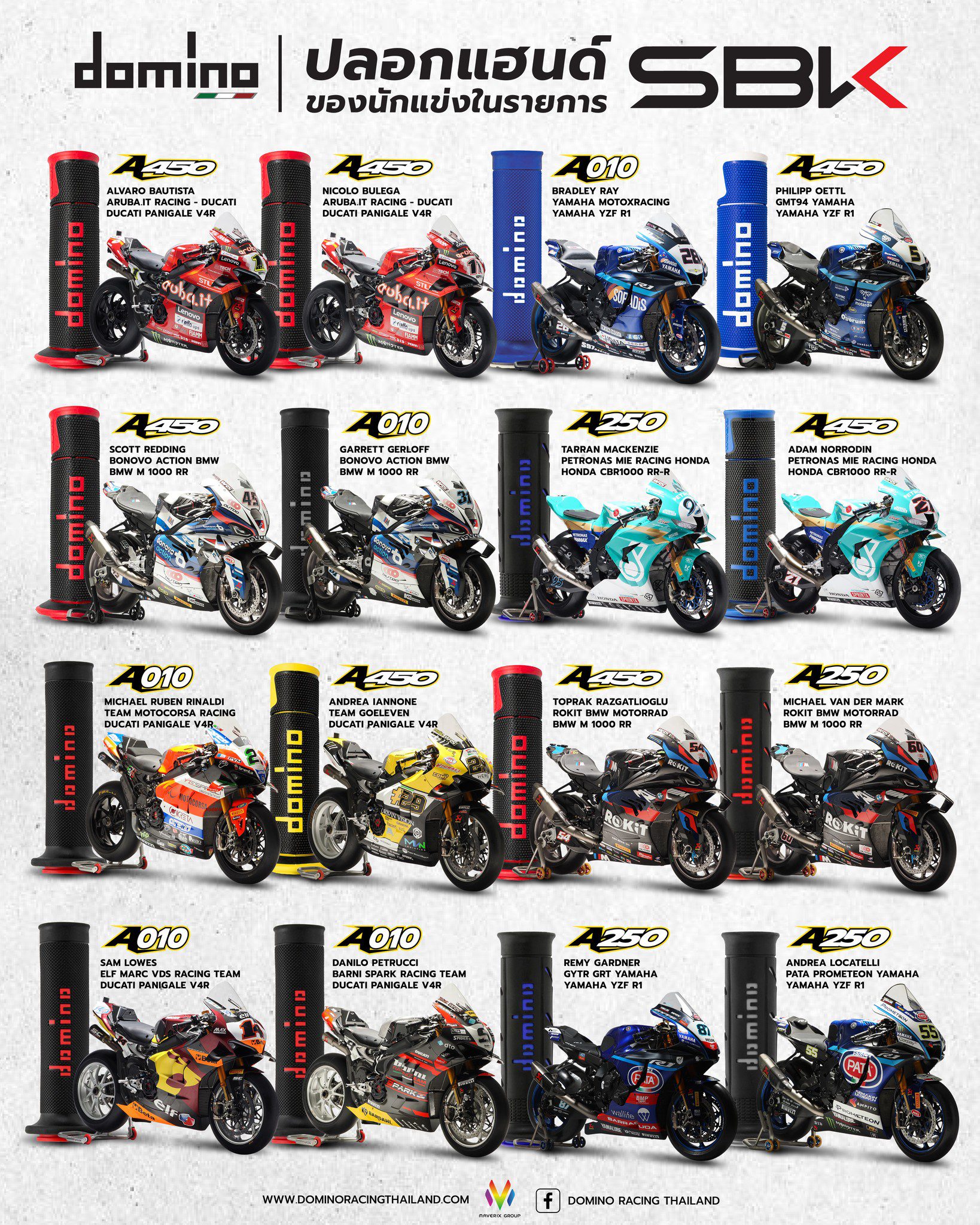 รีวิว ปลอกแฮนด์มอเตอร์ไซค์ Domino Racing รุ่นไหนดี ปี 2024 - Domino ...